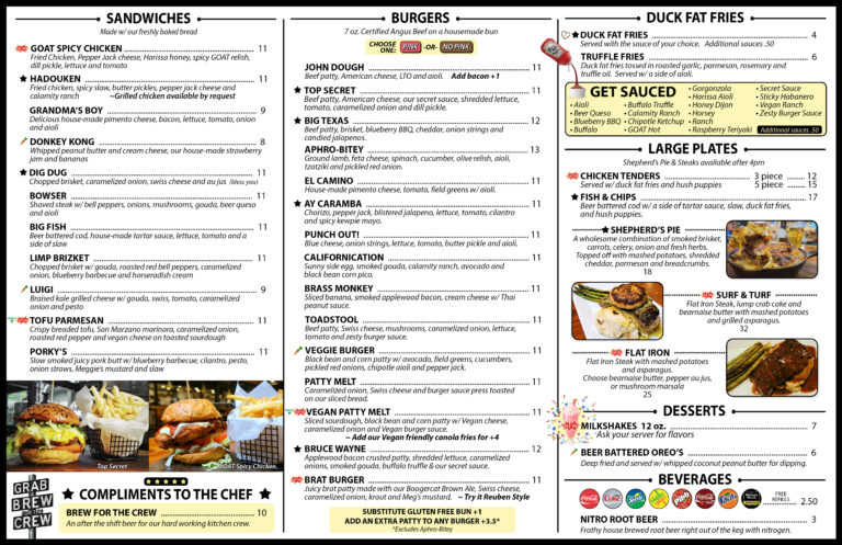 Menu – The Peddler